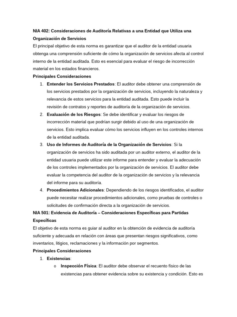 Introducción NIA 402 Y 501 | PDF