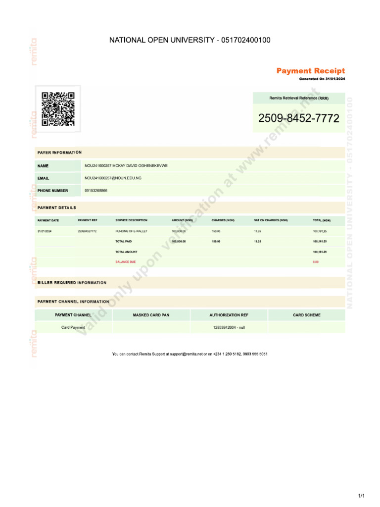 Remita Reciept | PDF