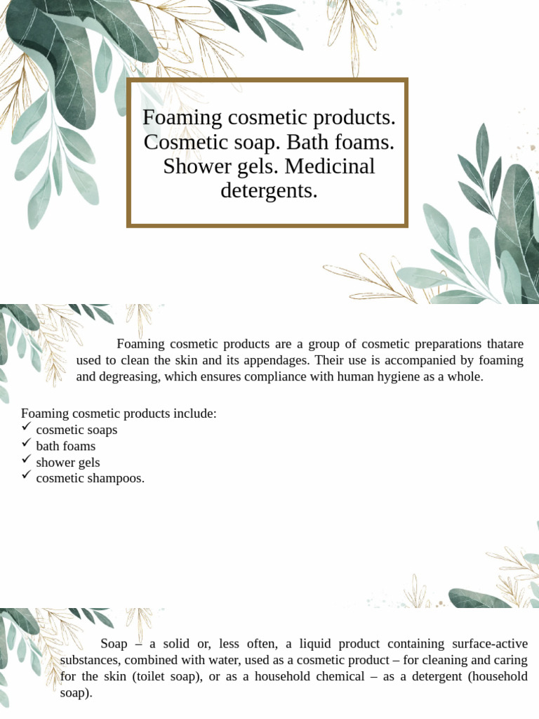 7 Foaming Cosmetic Products Cosmetic Soap Bath Foams Shower Gels | PDF