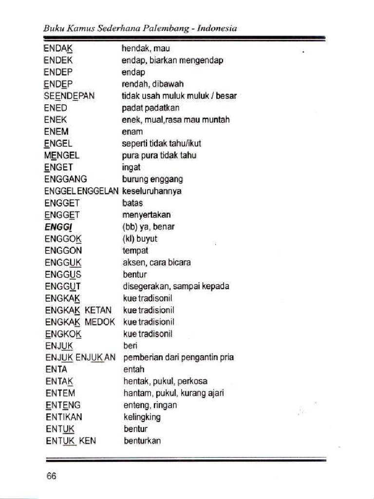 Kamus Sederhana Bahasa Palembang - 0074 | PDF