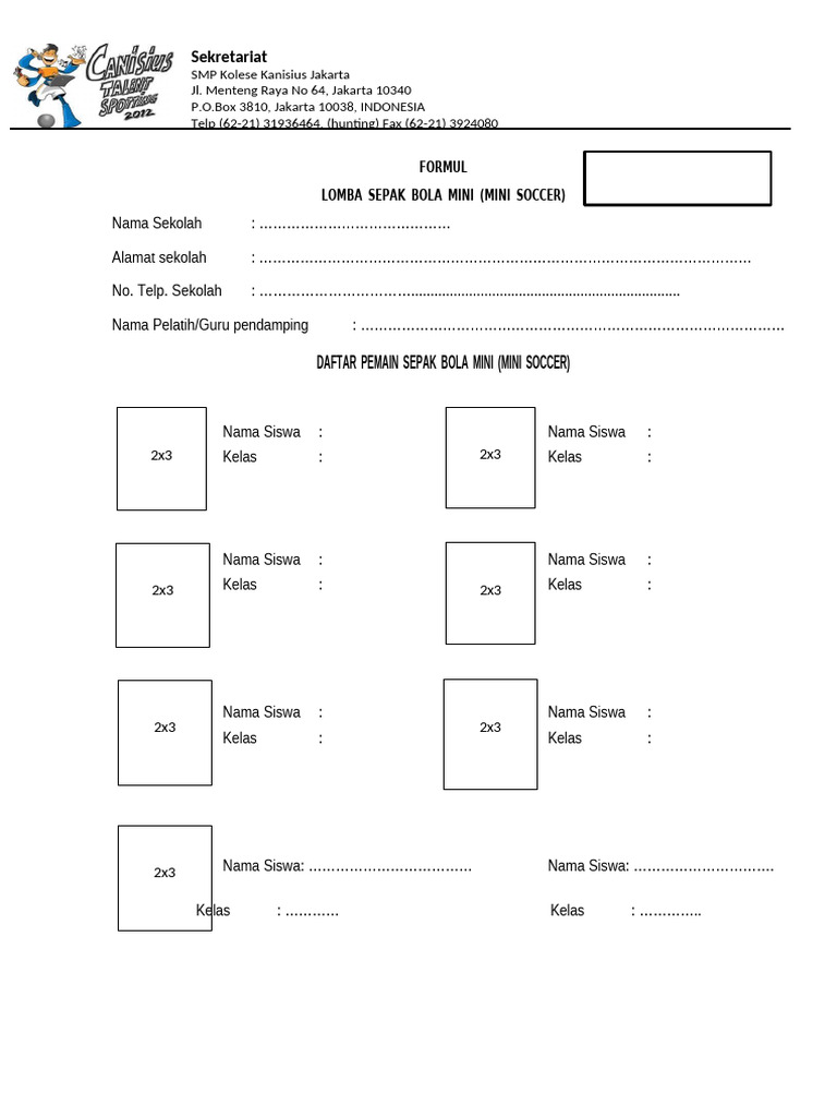 110598131-Formulir-Pendaftaran-Lomba-Mini-Soccer | PDF