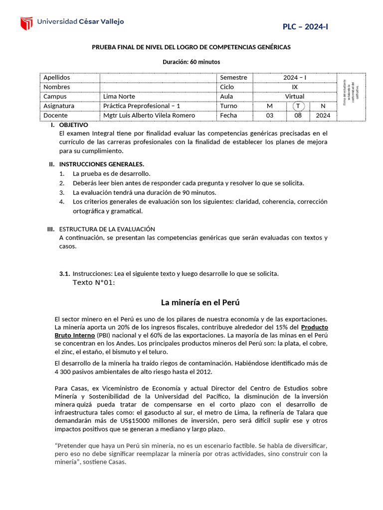 PPP-1 Prueba Final de PLC I - Seccion B1T1 | PDF | Agua | Negocios