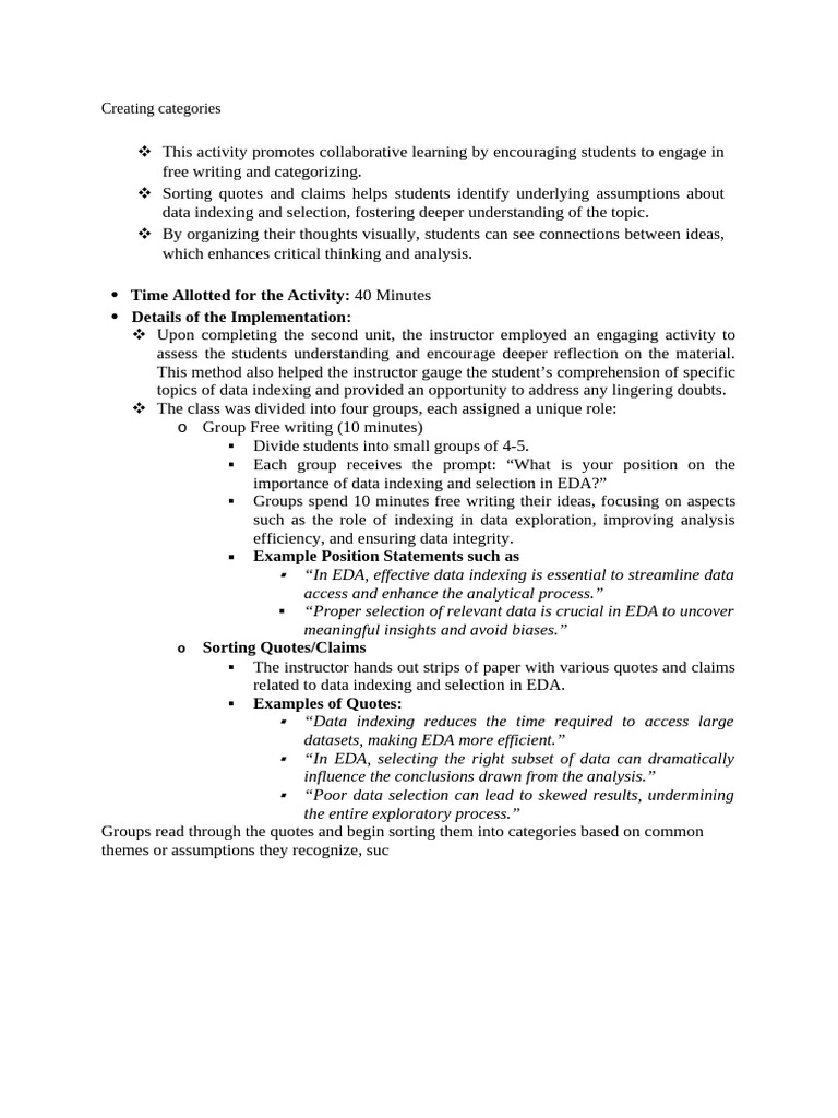 Creating Categories Pdf Data Computers