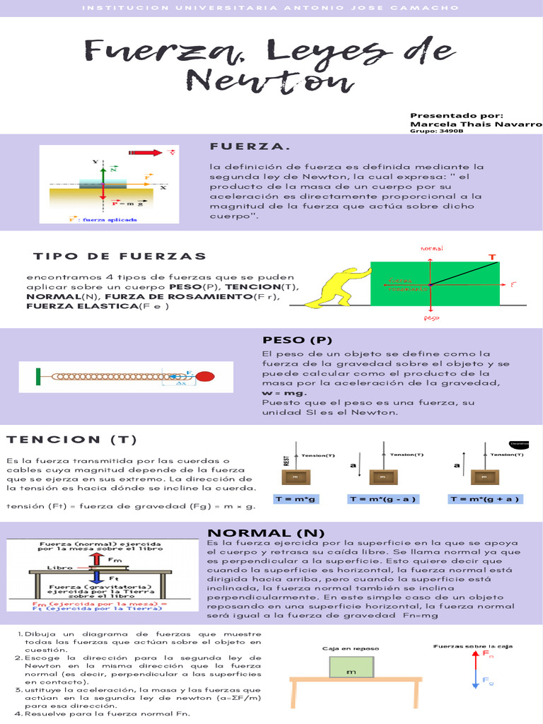 Infografía FUERZA, LEYES DE NEWTON | PDF