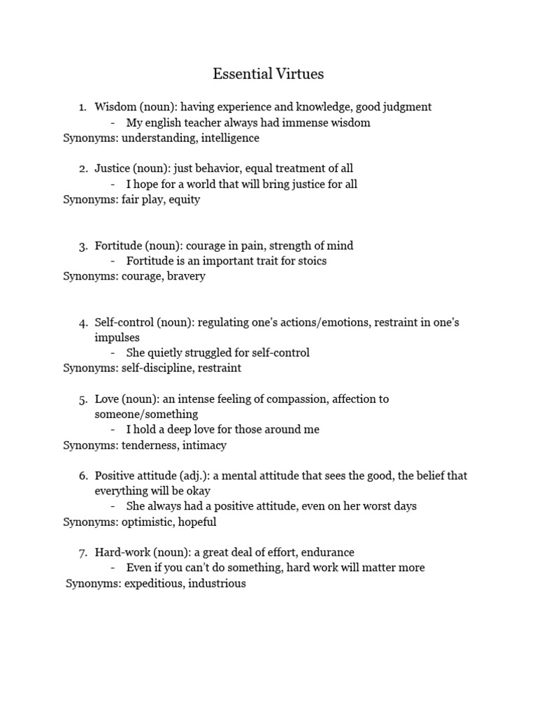 Essential Virtues | PDF