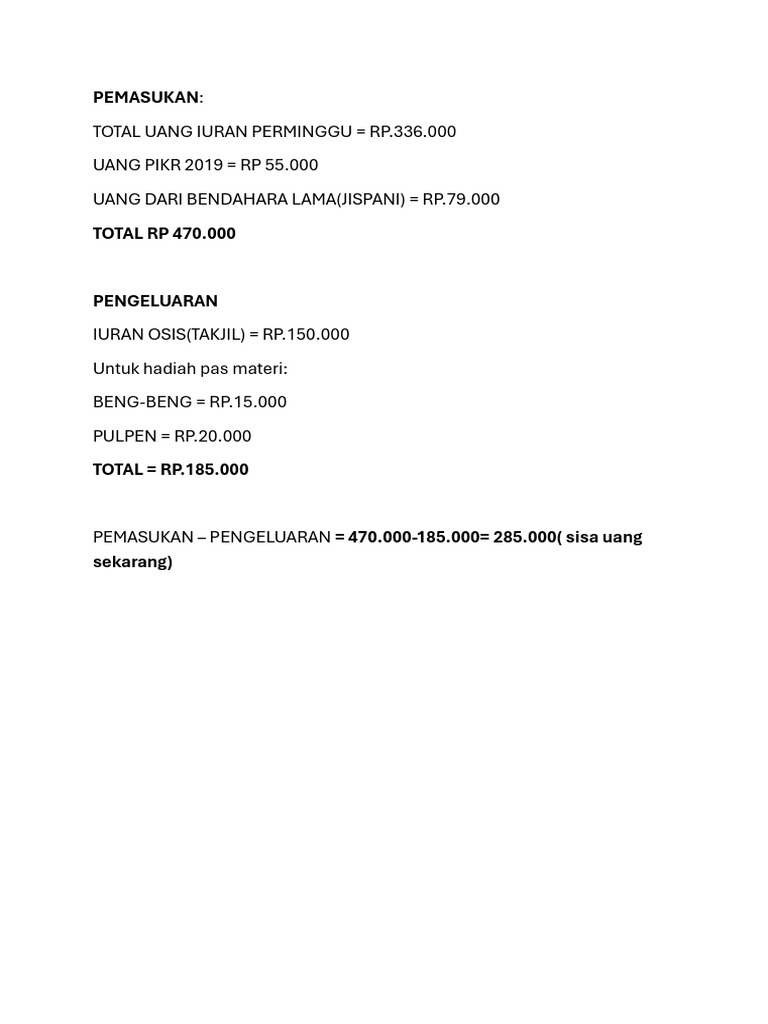 Laporan Keuangan PIKR | PDF