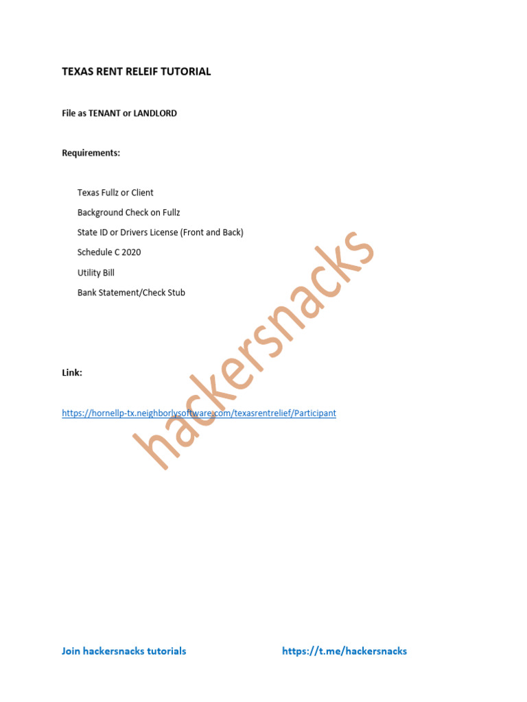 Texas Rent Releif Tutorial | PDF