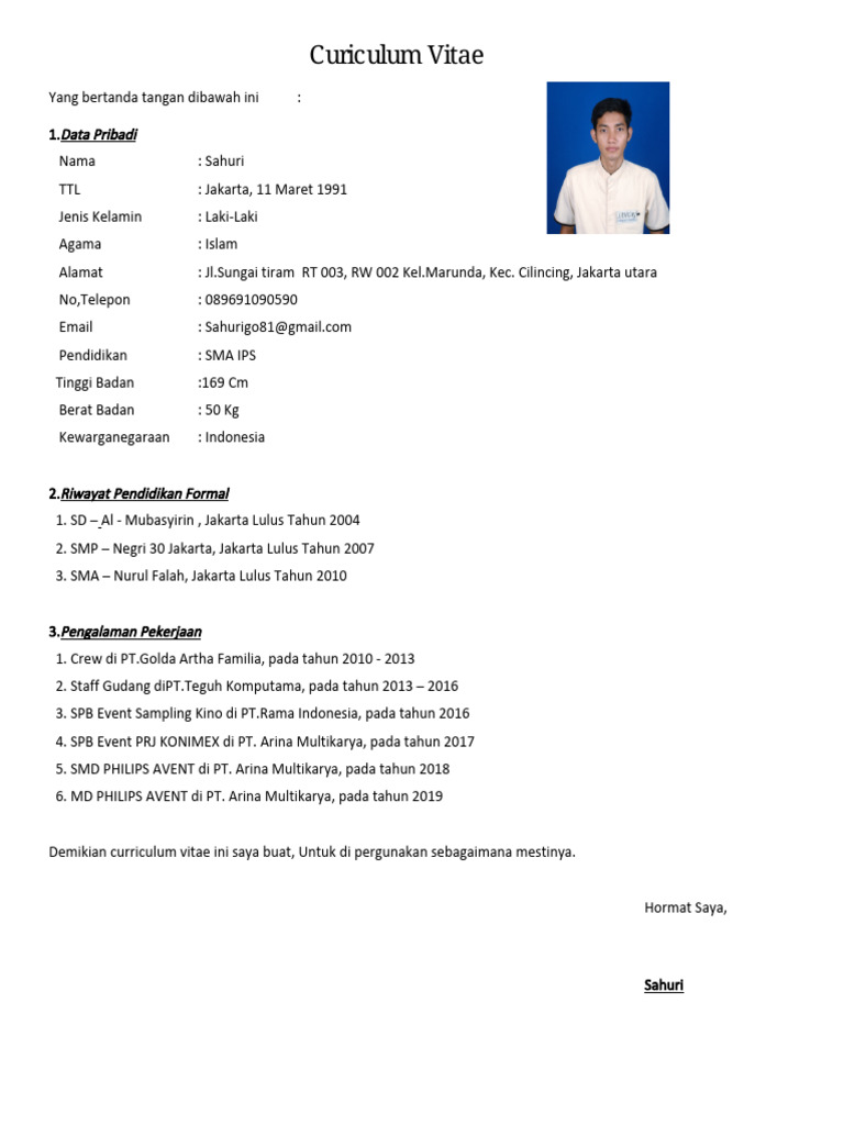 CV. Sahuri | PDF