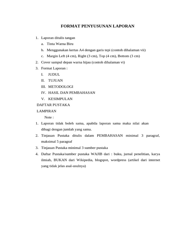 Format Penyusunan Laporan | PDF