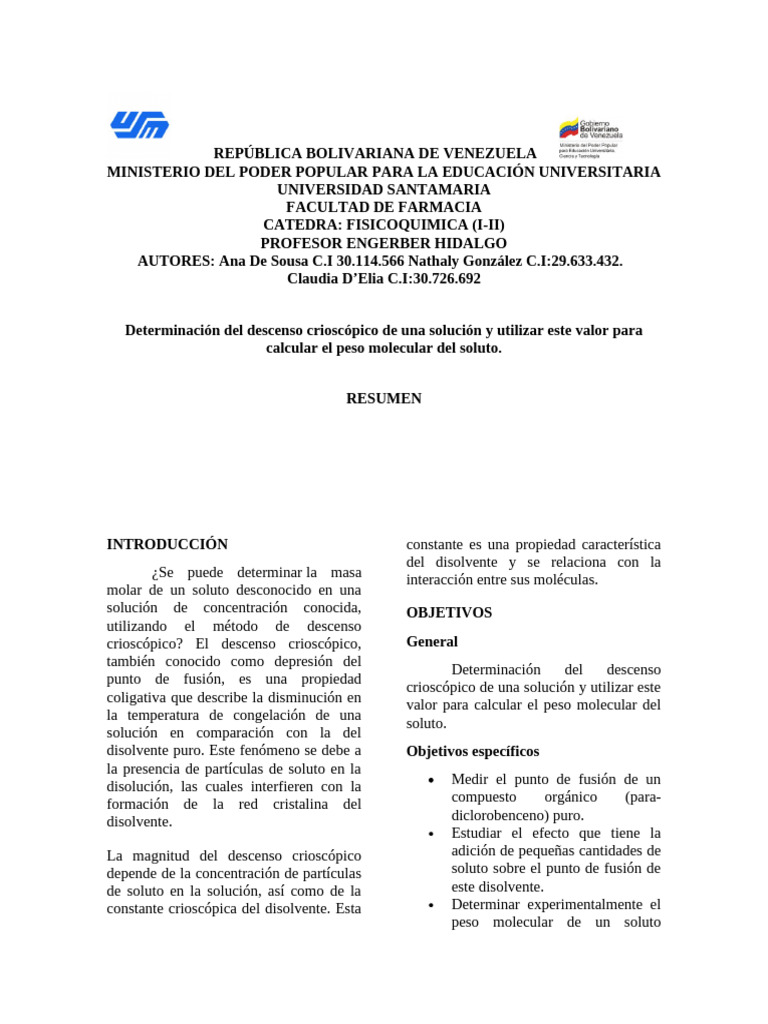 Informe Fisicoquimica Ciclo 2 | PDF