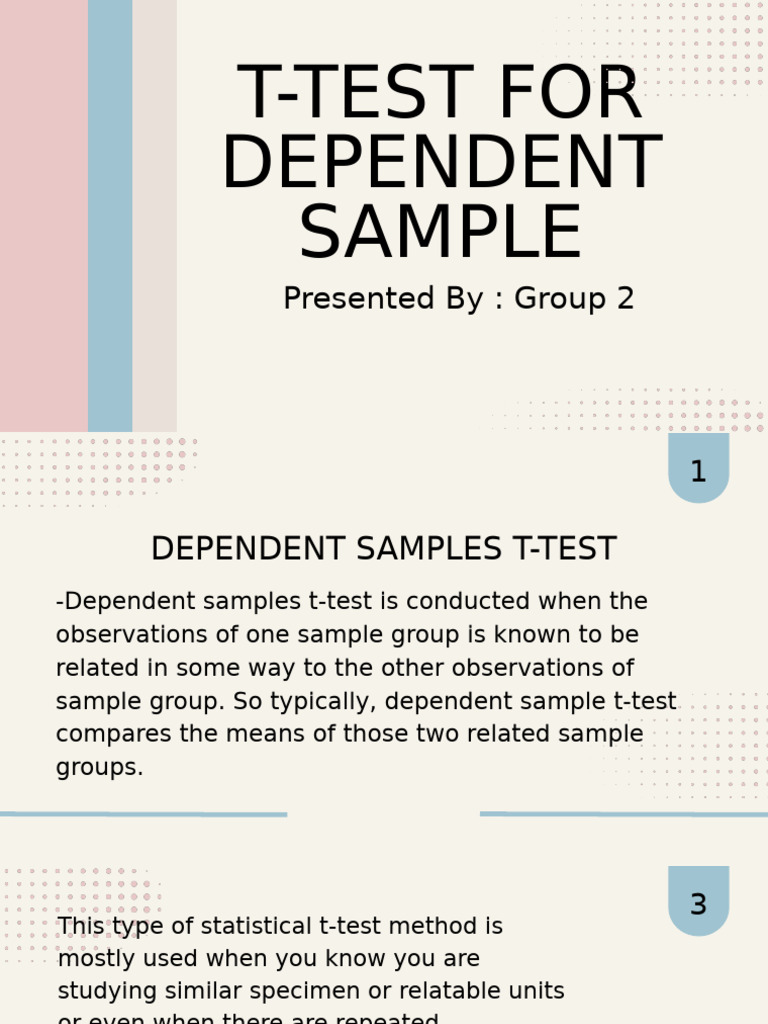 T Test For Dependent Sample | PDF