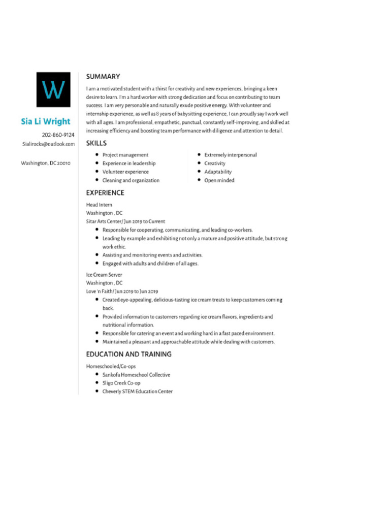 Sia’s Resume | PDF