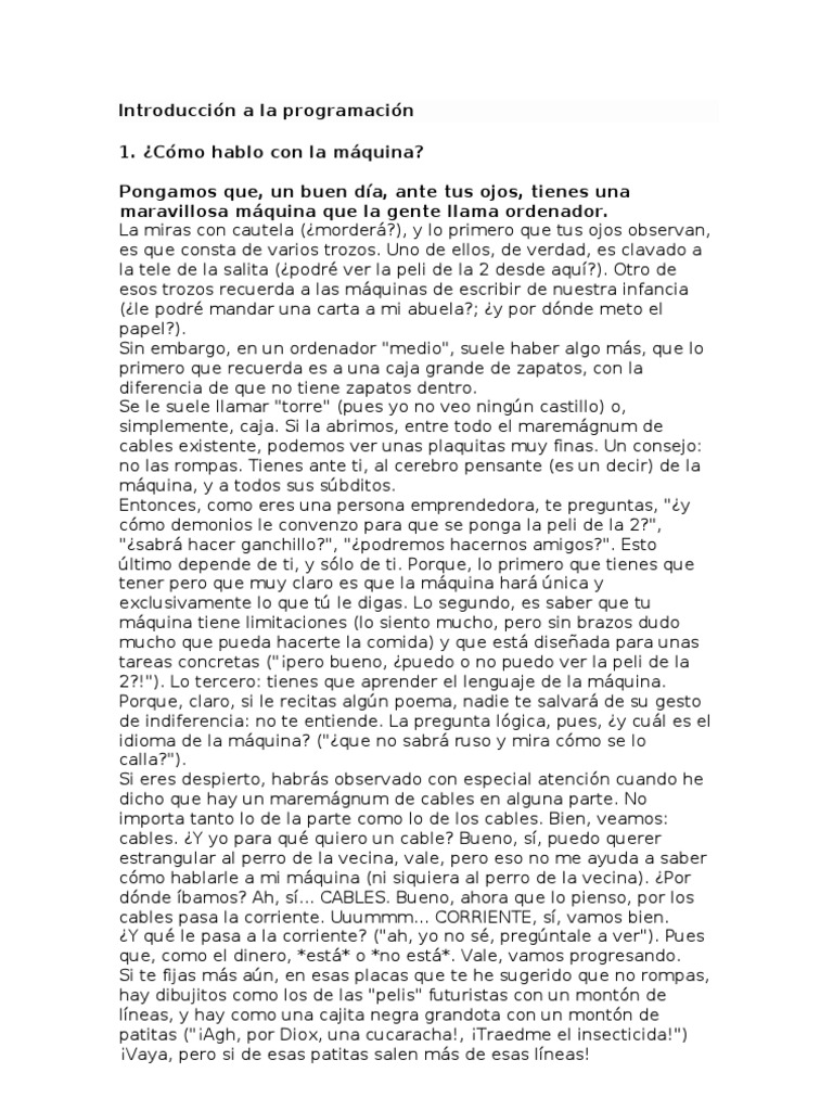 Introducción a los conceptos básicos de la programación: variables, tipos de datos, algoritmos e ...