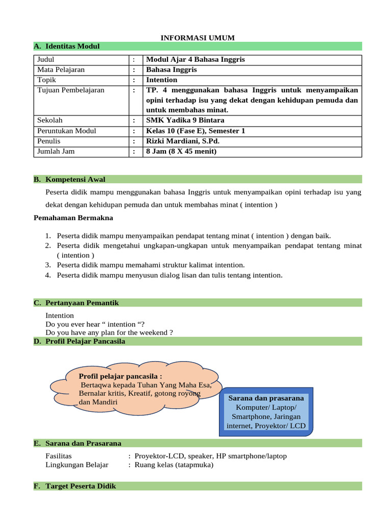 MODUL 4 Intention | PDF