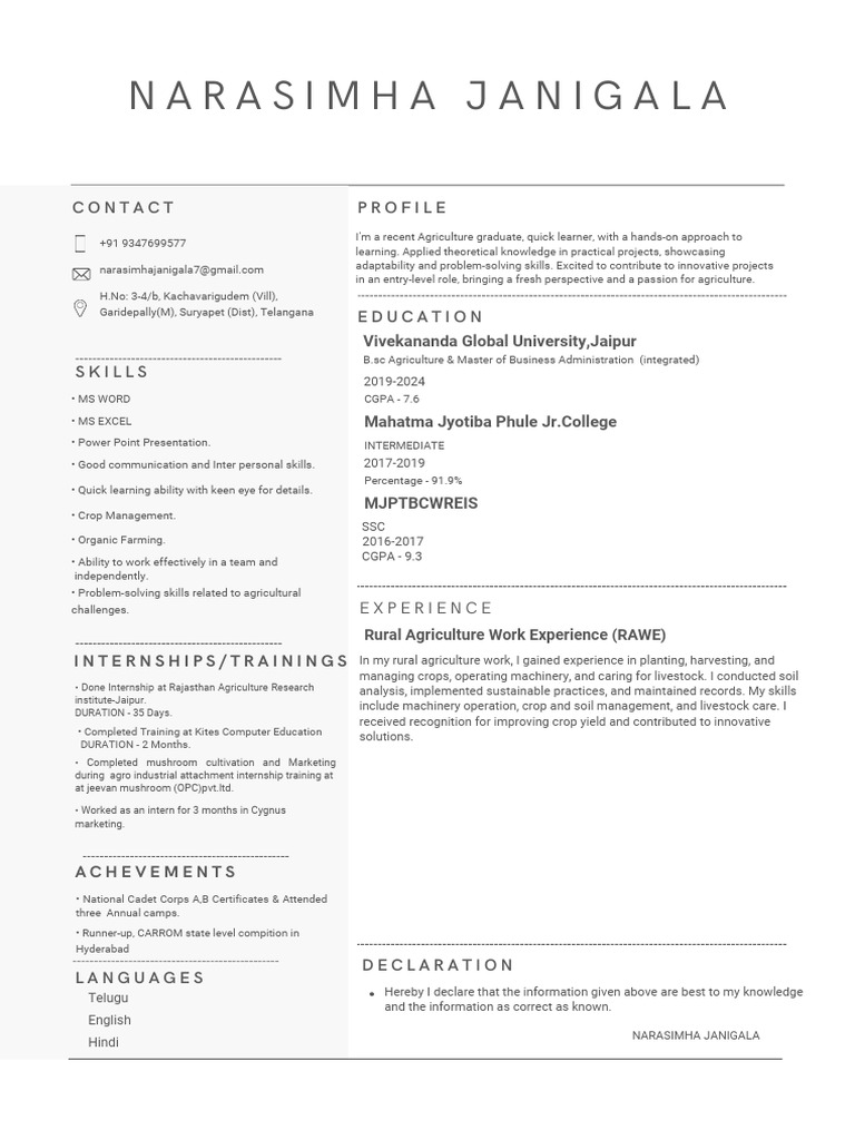 Narasimha Janigala Resume | PDF