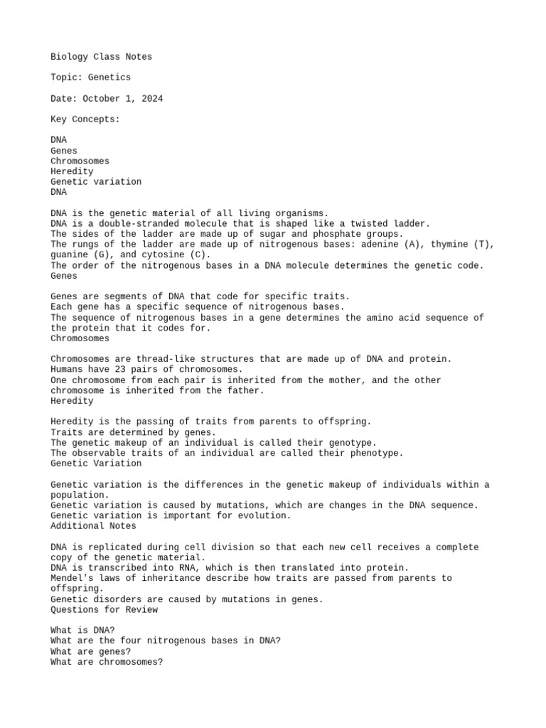 Genetics Lecture 1 | PDF