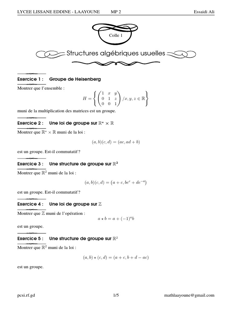 Structures Algébriques Usuelles | PDF