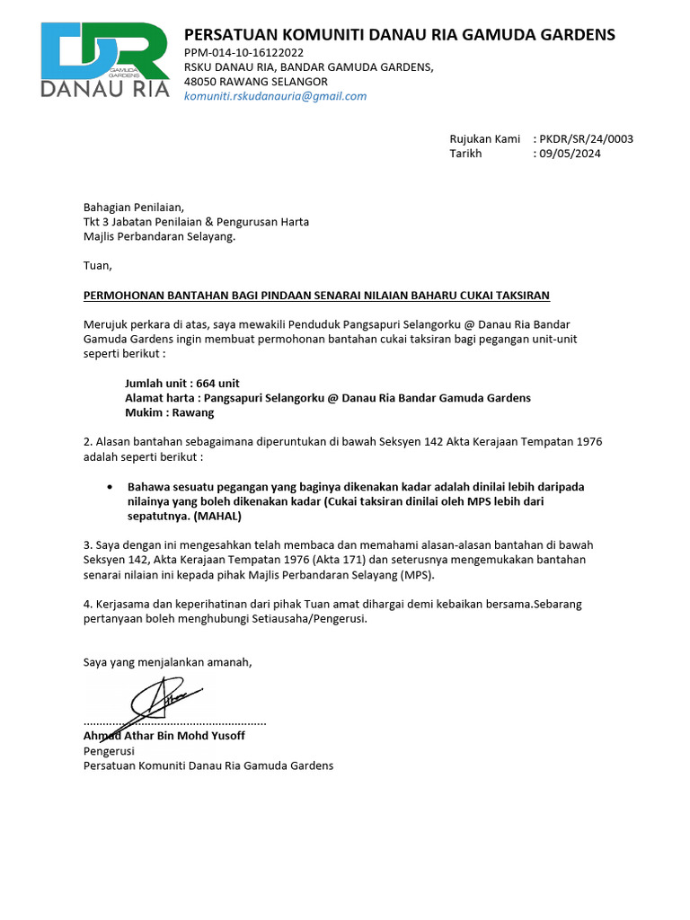 Surat Bantahan Cukai | PDF