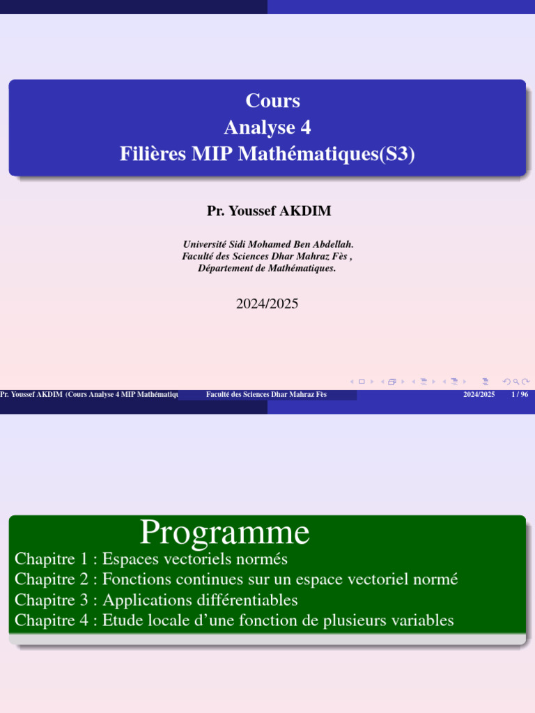 Chapitre 1 Analyse 4 MIP Maths S3 2024-2025 | PDF