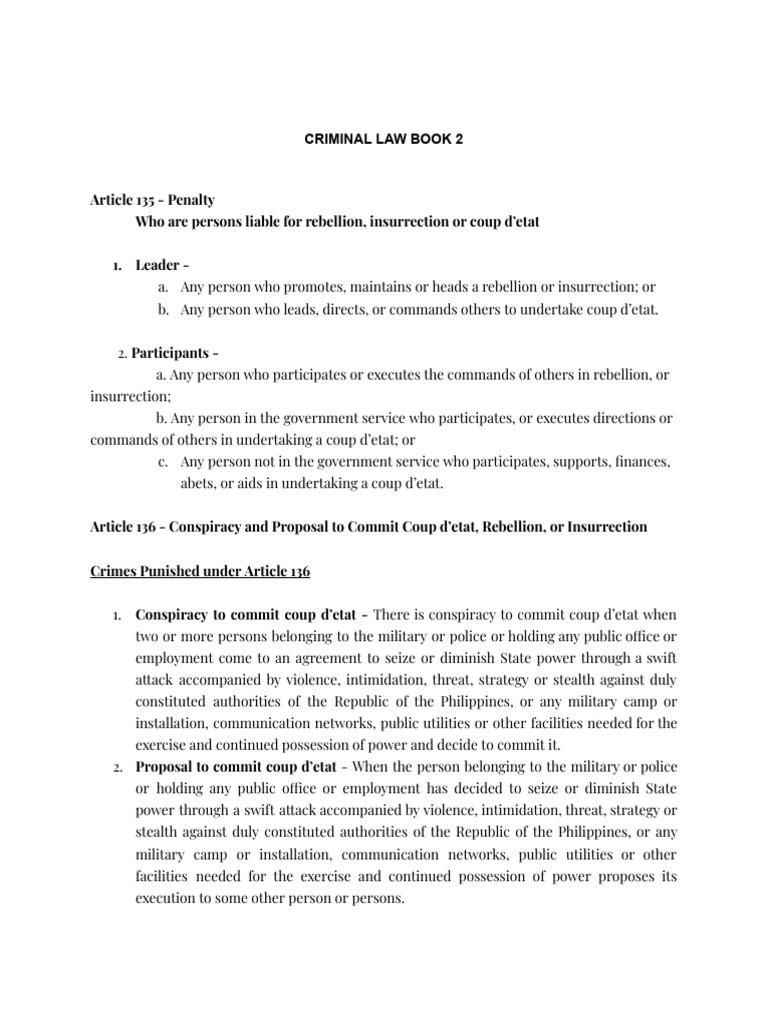 Handout No. 2 Criminal Law Book 2 | PDF | Crime & Violence | Crimes