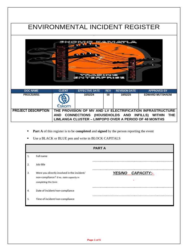 Environmental Incident Register | PDF
