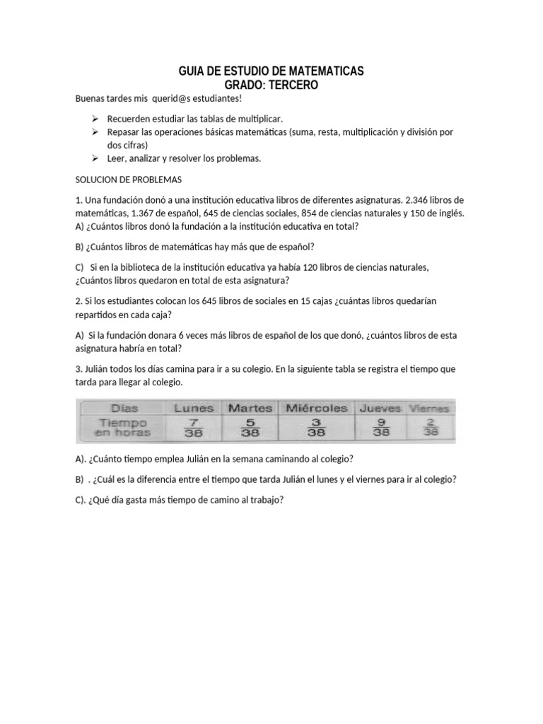 Guia de Matematicas Periodo 3 Grado 3 5092024 | PDF