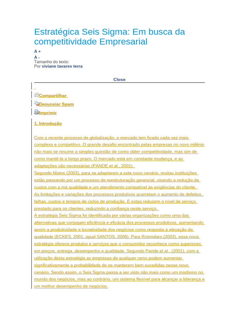 Estratégica Seis Sigma | PDF