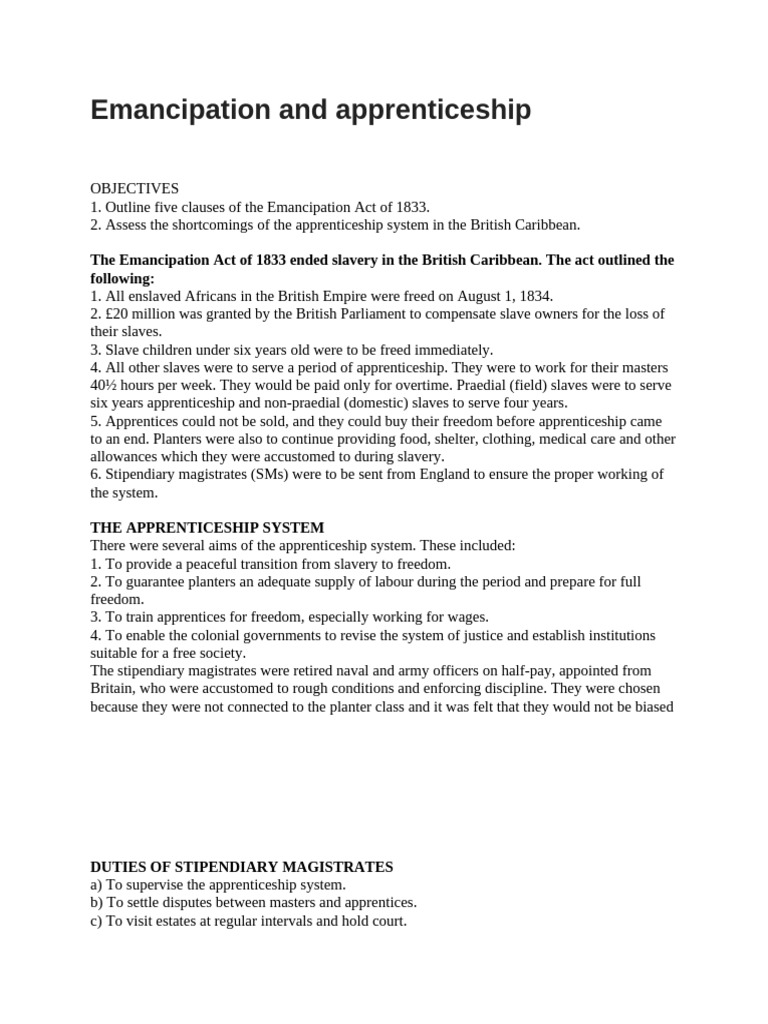 Emancipation and Apprenticeship (Handout) | PDF