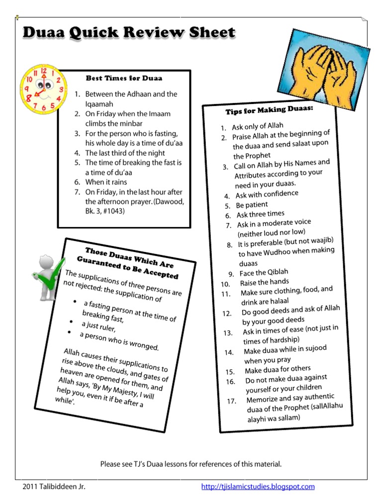 Best Times and Tips for Duaa | PDF