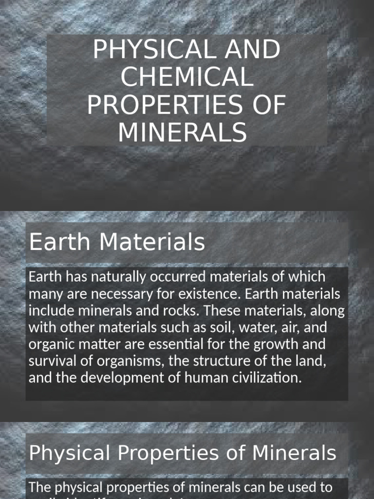Physical and Chemical Properties of Minerals | PDF