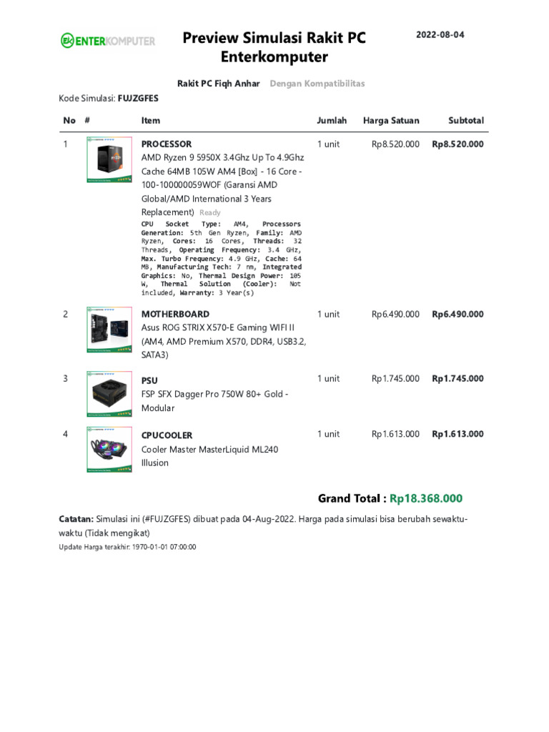 Simulasi - Rakit PC Fiqh Anhar - Enterkomputer 1 | PDF