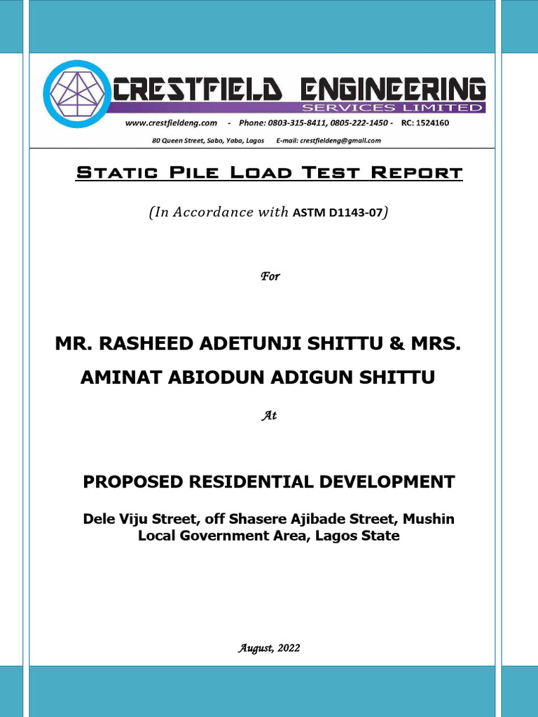 Static Pile Load Test Report Sample | PDF