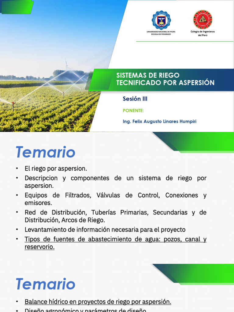 M6 - Sesion III - Sistemas de Riego Por Aspersion | PDF
