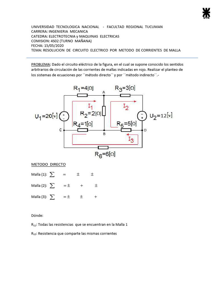 Ejemplo de Resolución Por Método Directo e Indirecto de Mallas | PDF