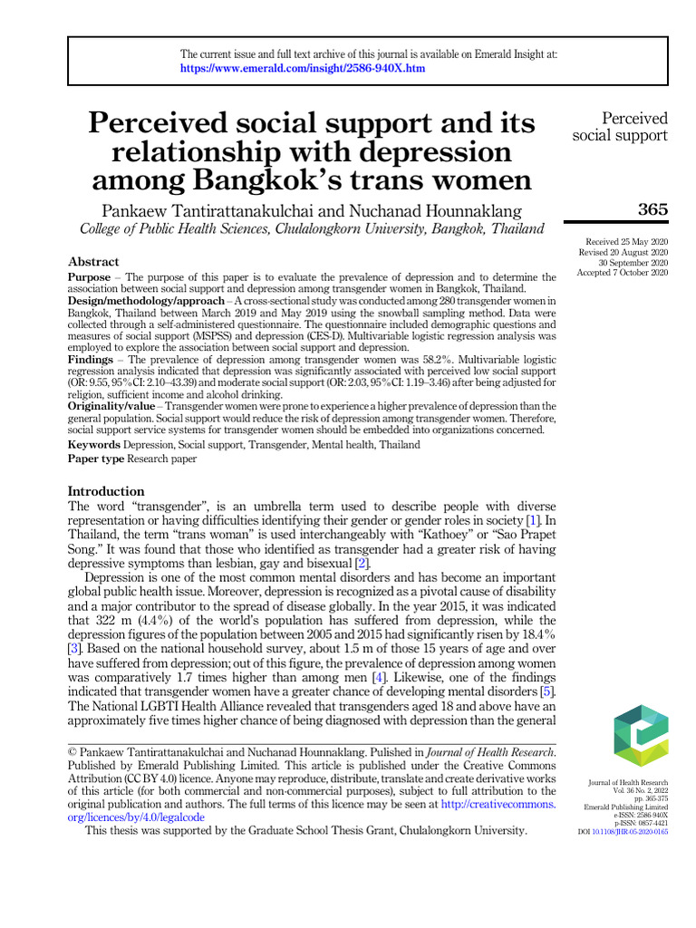 2021 Social Support and Depression | PDF