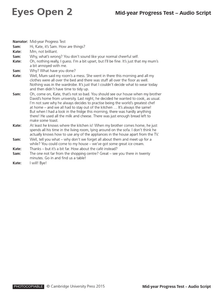 Unit 4 - Mid Year Test Audio Script | PDF