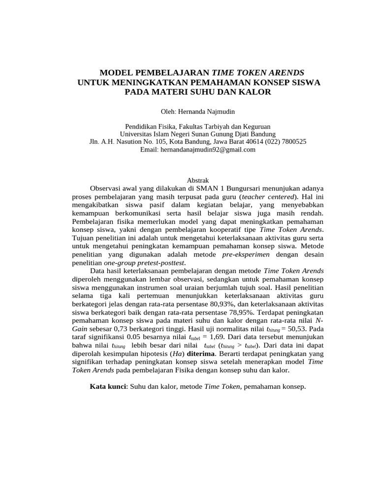 (Indonesia) Jurnal Model Pembelajaran Time Token Arends | PDF