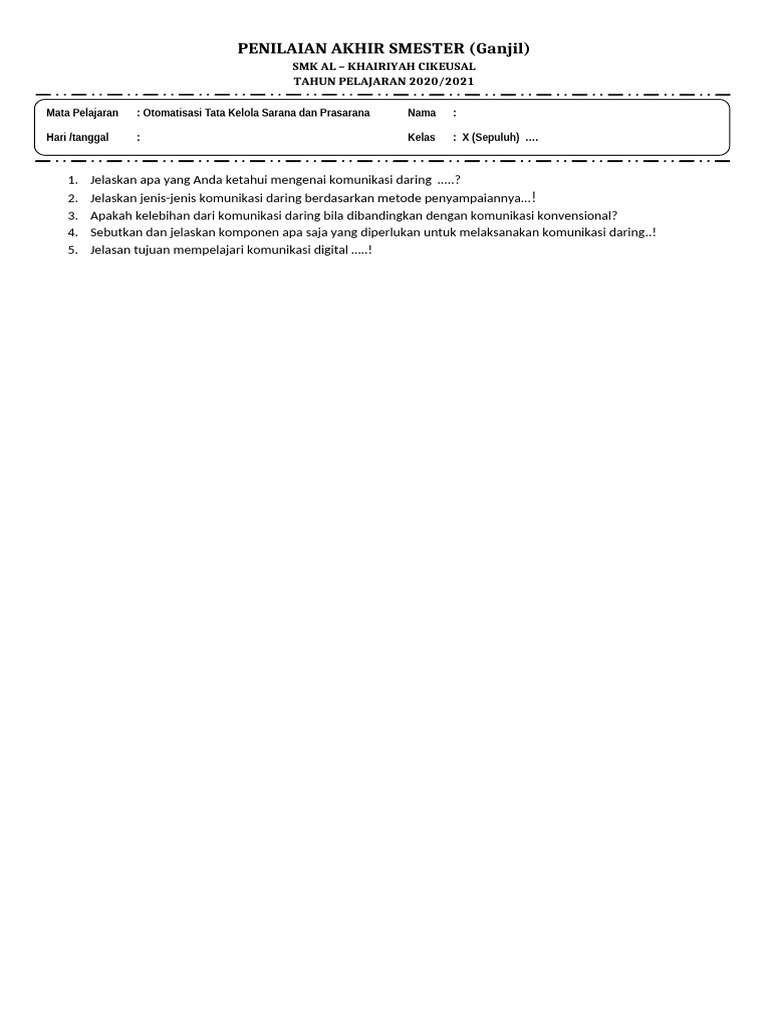 Soal PTS Simdig X | PDF