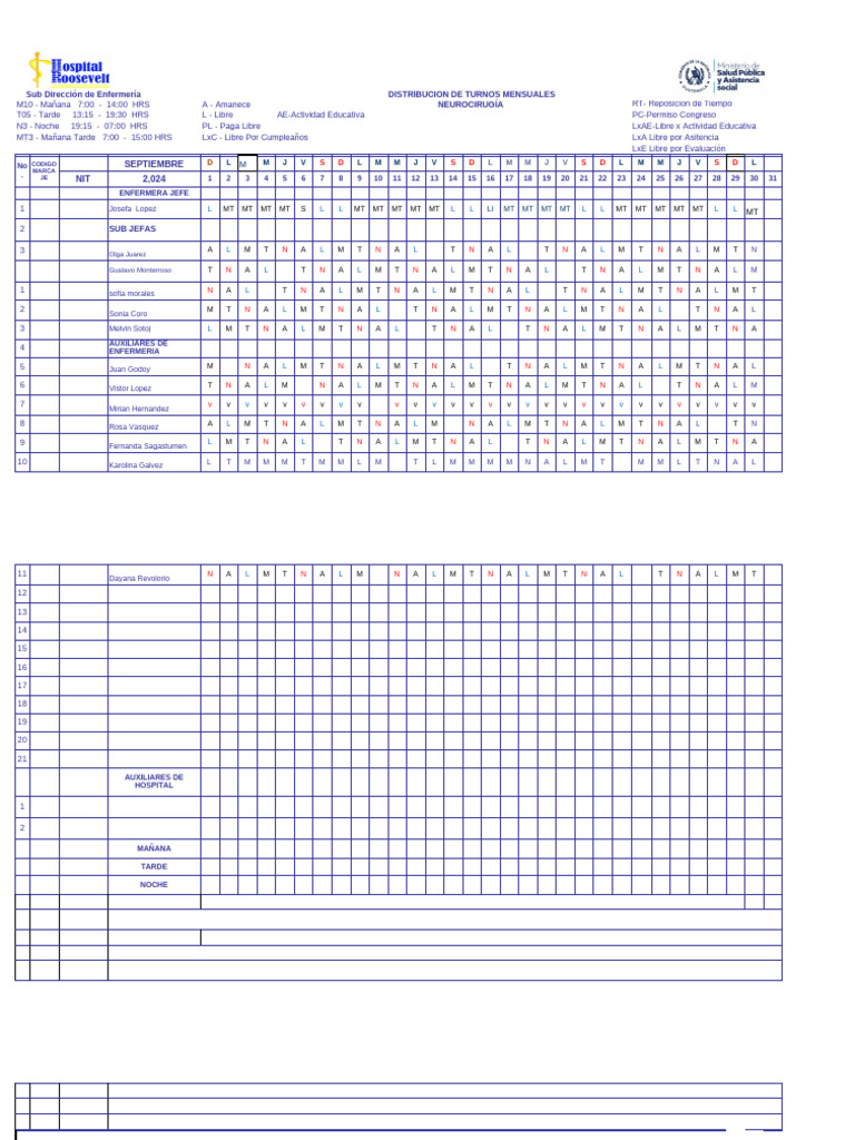 rol de turnos (1) | PDF