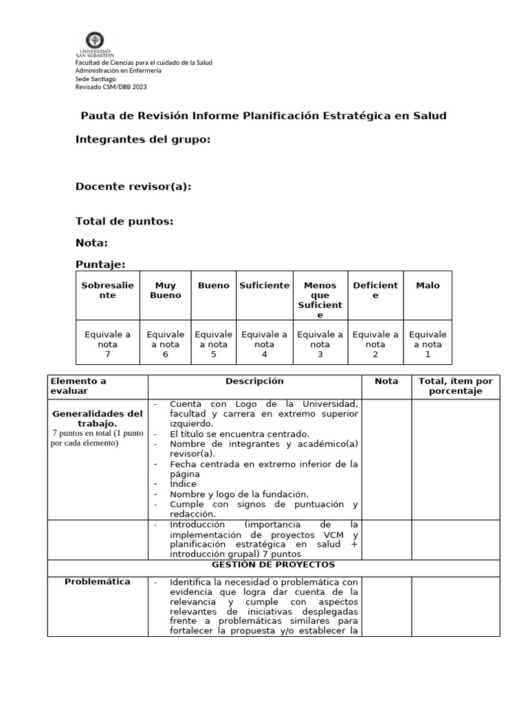 Pauta de Evaluacion Trabajo Ple | PDF