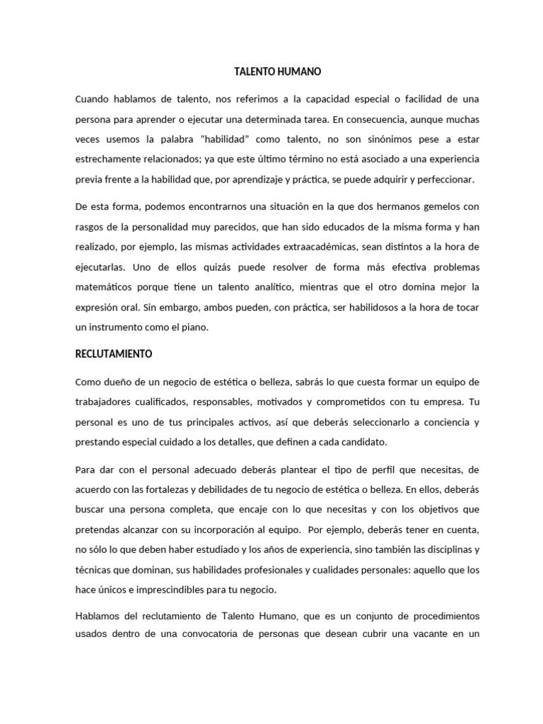 Talento Humano | PDF
