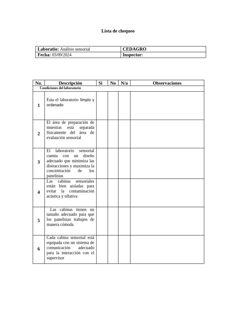 Lista de Chequeo | PDF