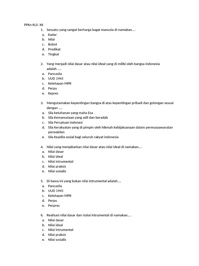 Soal Xii PKn.2019 | PDF