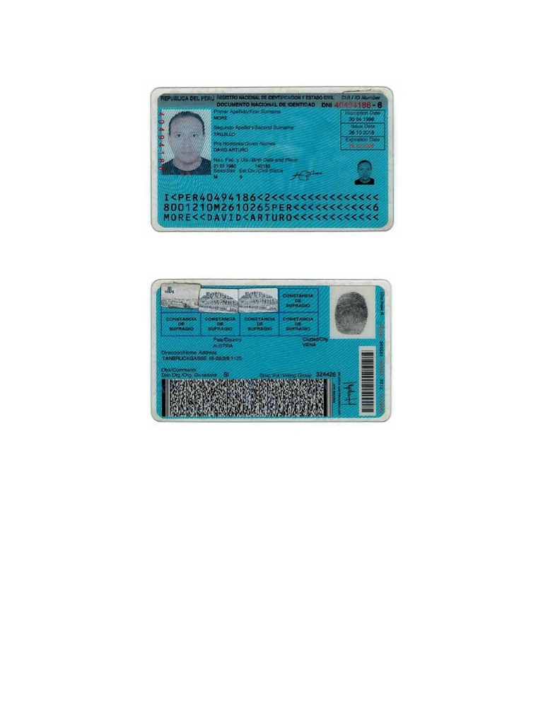 DNI - David Arturo More Trujillo | PDF