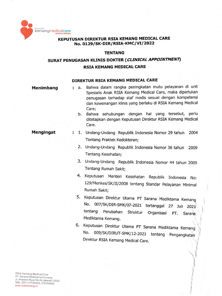 0129-SK RKK (Dr. Annisa Budi P, SPKFR) - 20220617 - 0001 | PDF