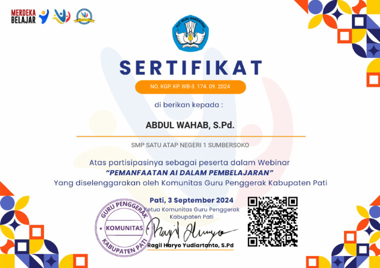 ABDUL WAHAB, S.Pd. - SMP SATU ATAP NEGERI 1 SUMBERSOKO | PDF