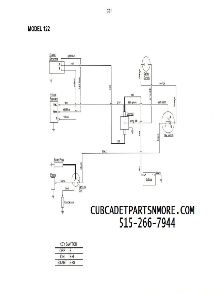Cub Cadet 122 Wiring Diagram | PDF