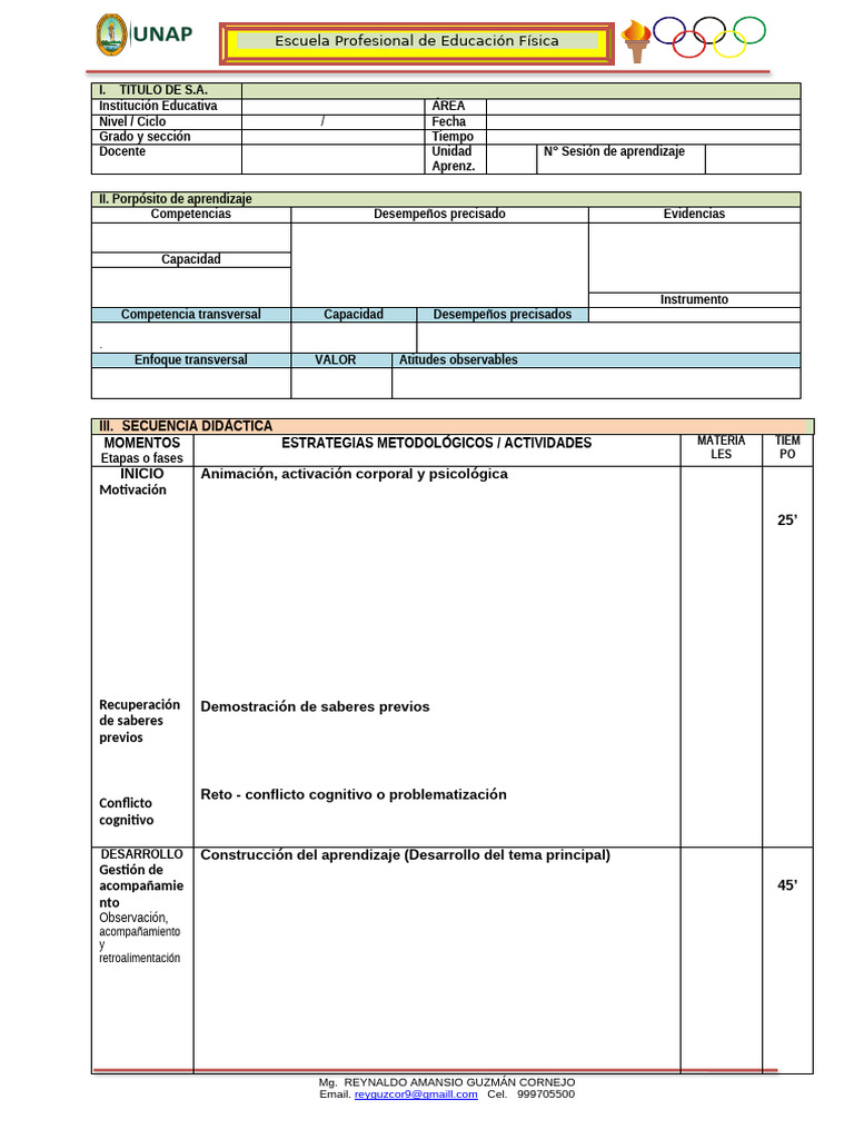 Esquema de Sesión de Aprendizaje Ok | PDF