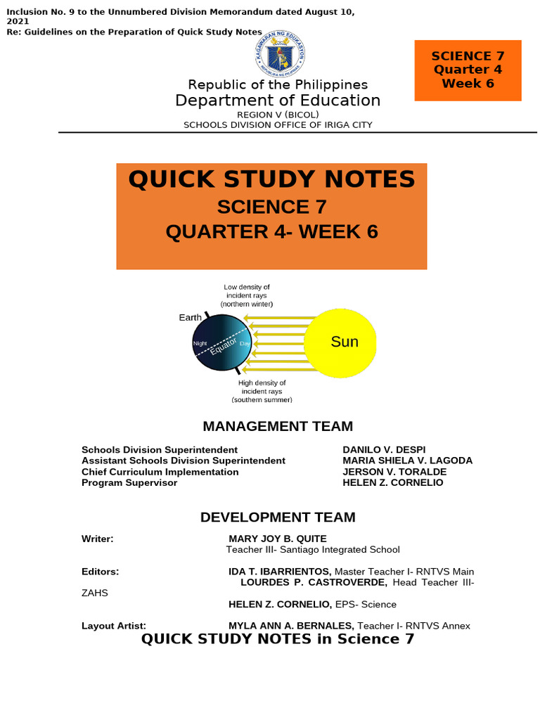 QSN - Science 7 Q4 Week 6 1 | PDF