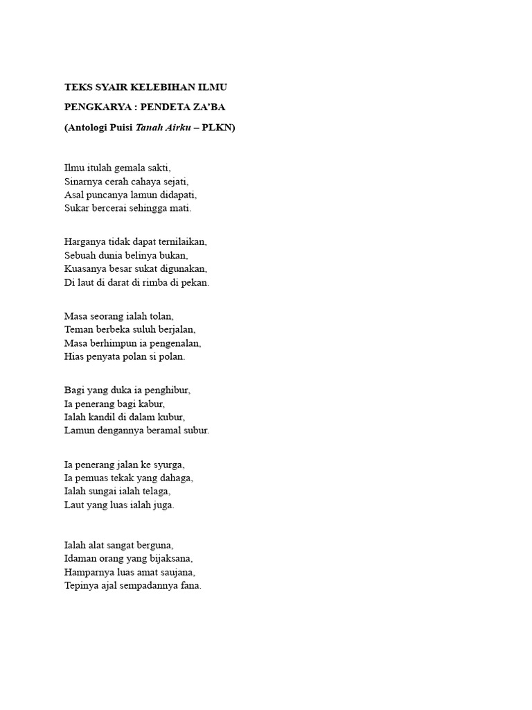 Teks Syair Kelebihan Ilmu | PDF